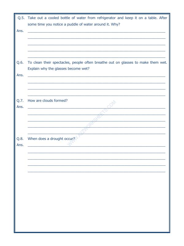 A2Zworksheets:Worksheet of Water-01-Basic Necessities-Science