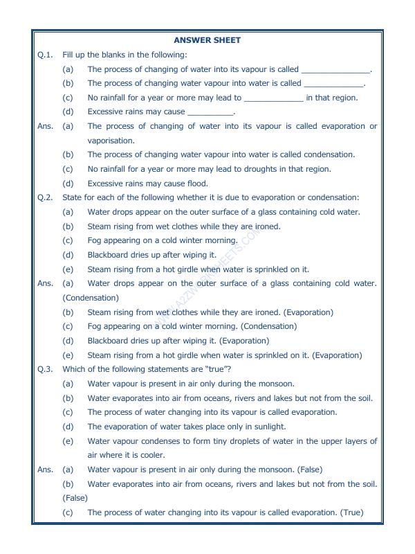 A2Zworksheets:Worksheet of Water-01-Basic Necessities-Science