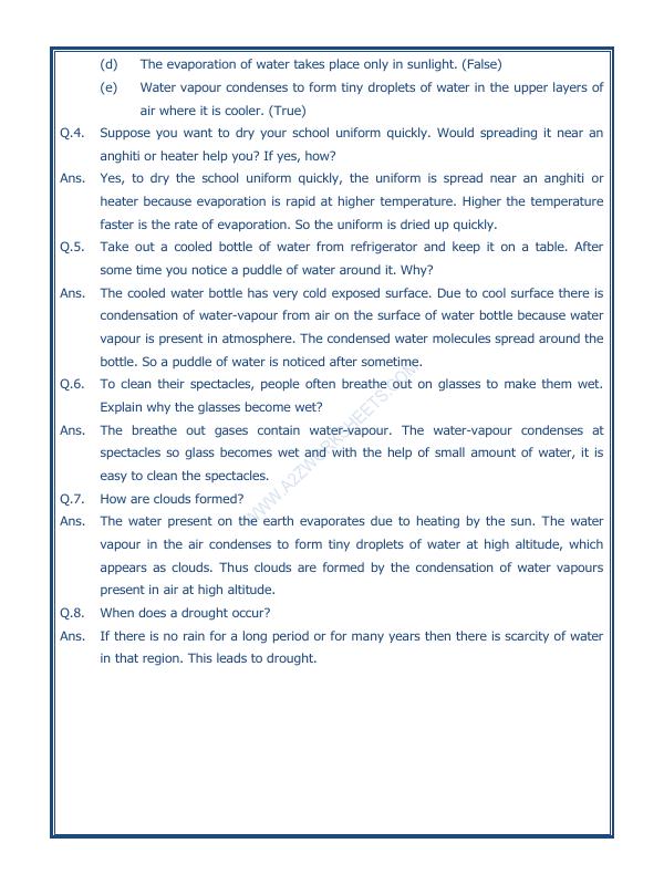 A2Zworksheets:Worksheet of Water-01-Basic Necessities-Science