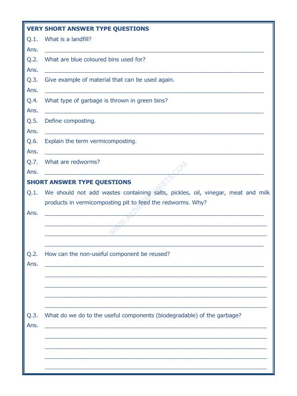 A2Zworksheets:Worksheet of Garbage In Garbage Out-02-Environment And ...