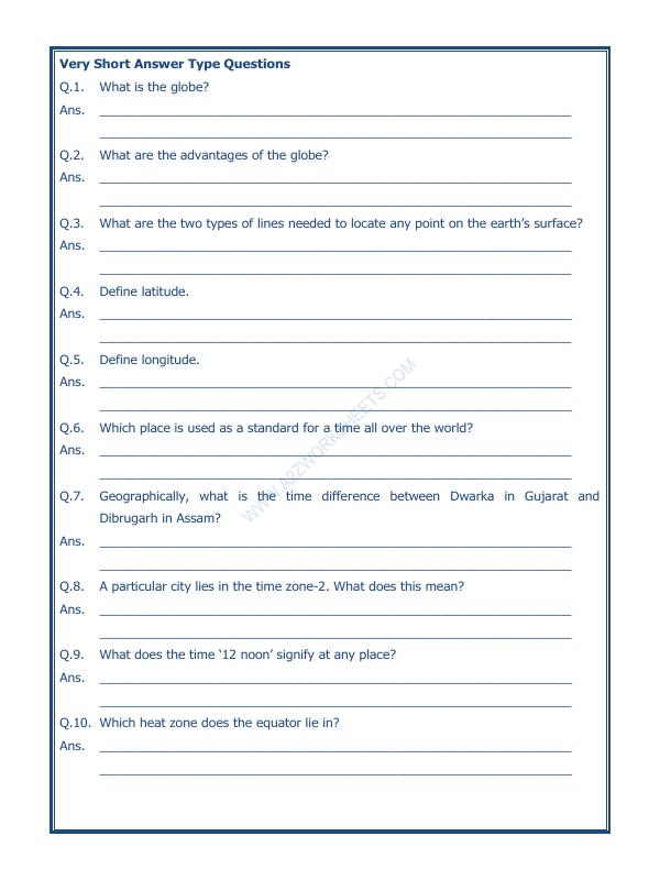 A2Zworksheets:Worksheet of Globe Latitudes And Longitudes-03-Maps and ...