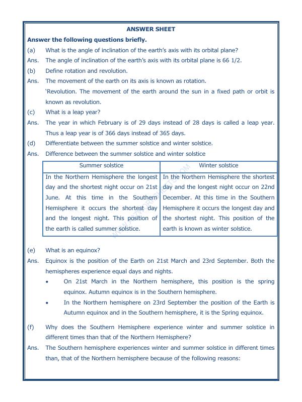A2Zworksheets:Worksheet of Motions Of The Earth-01-Solar System and Our ...