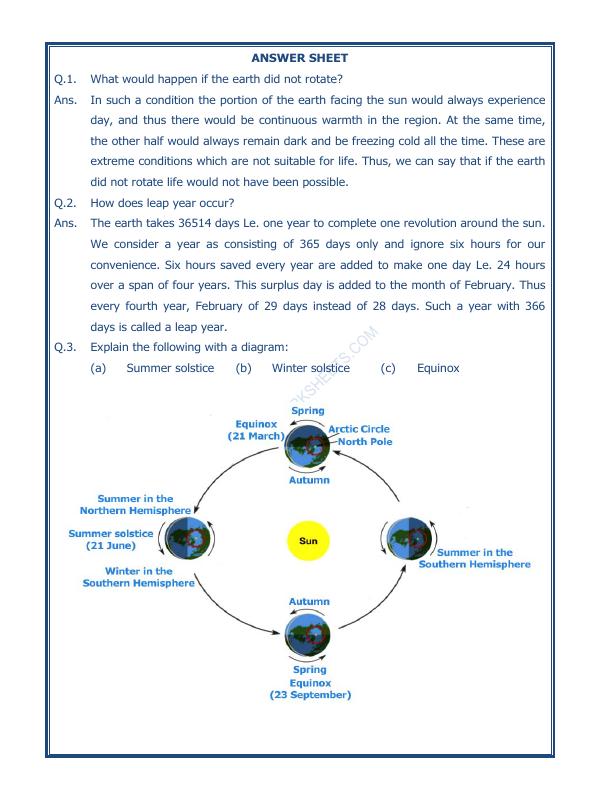 A2Zworksheets:Worksheet of Motions Of The Earth-04-Solar System and Our ...