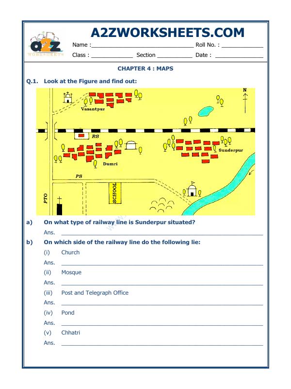 A2Zworksheets:Worksheet of Maps-02-Maps and Directions-General Awareness