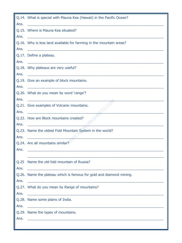 A2Zworksheets:Worksheet of Major Landforms Of The Earth-03-Geographical ...
