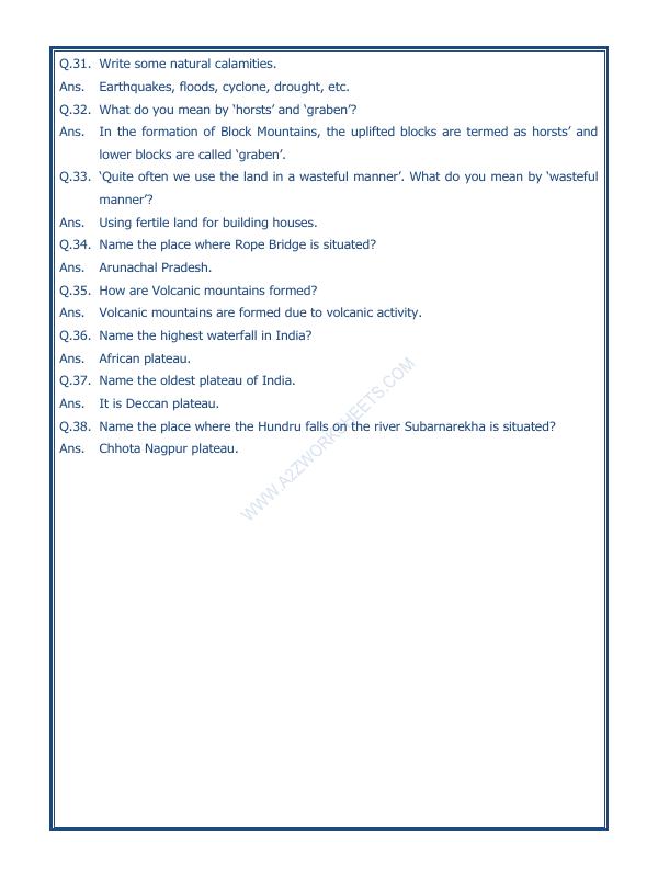 A2Zworksheets:Worksheet of Major Landforms Of The Earth-03-Geographical ...