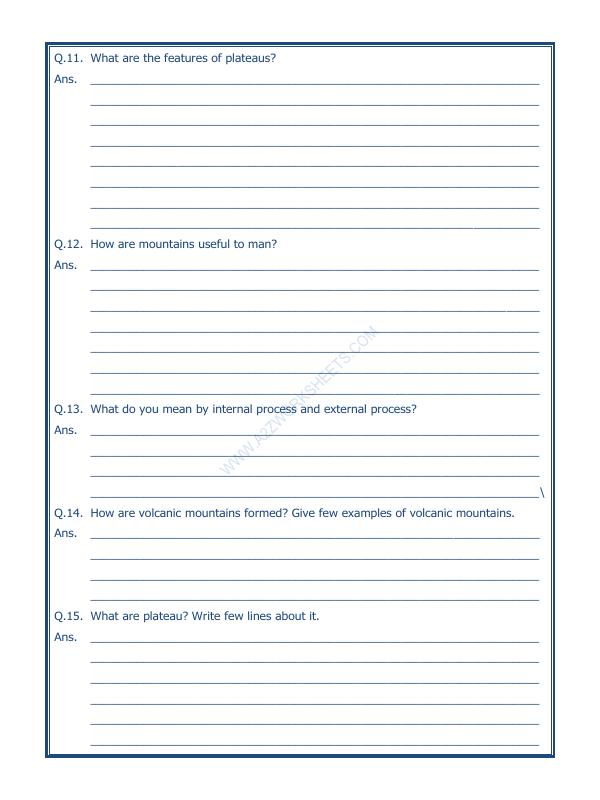 A2Zworksheets:Worksheet of Major Landforms Of The Earth-04-Geographical ...