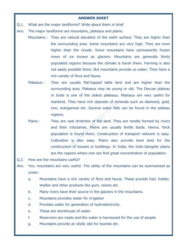 A2Zworksheets:Worksheet of Major Landforms Of The Earth-05-Geographical ...