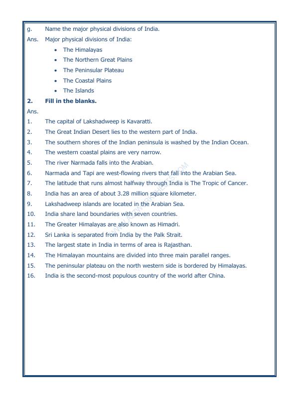 A2Zworksheets:Worksheet of Our Country India-01-India and Its ...