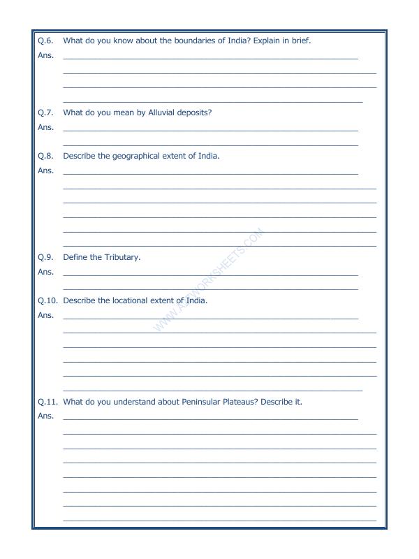 A2Zworksheets:Worksheet of Our Country India-06-India and Its ...