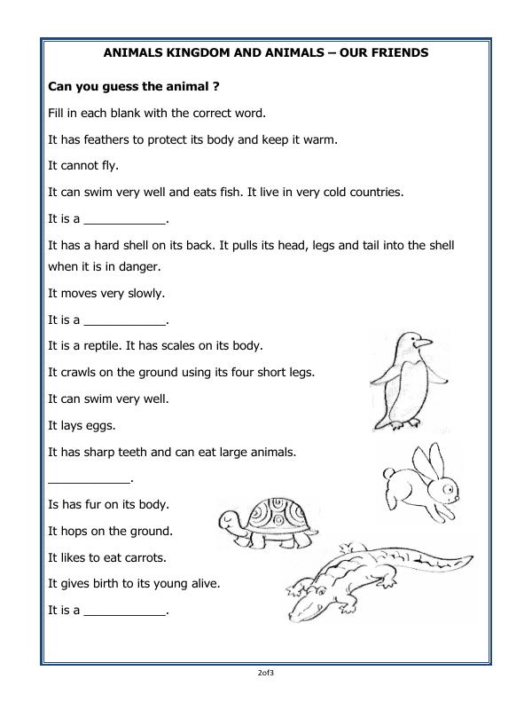 A2Zworksheets:Worksheet of Animals-Animals-Science