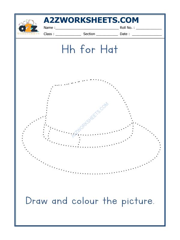 A2Zworksheets:Worksheet of H For Hat Coloring Sheet-Recognition-English