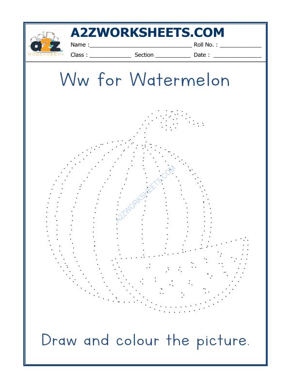 A2Zworksheets:Worksheet of W For Watermelon Colouring Sheet-Recognition ...