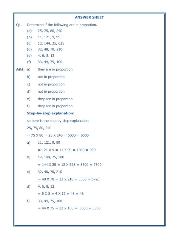 A2Zworksheets:Worksheet of Ratio Proportion And Unitary Method-04 ...