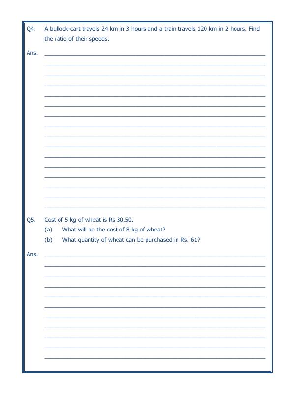 A2Zworksheets:Worksheet of Ratio Proportion And Unitary Method-05 ...