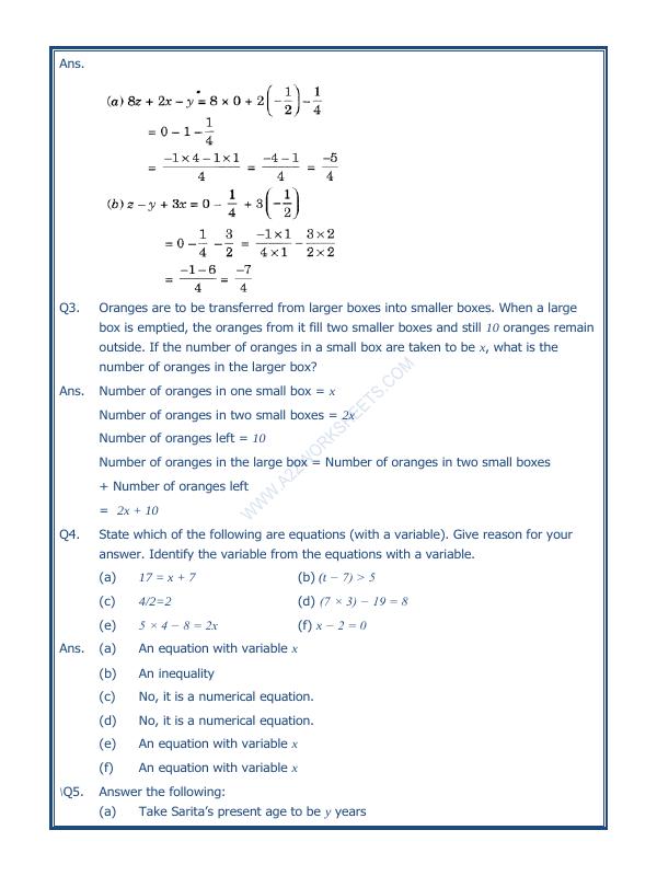 A2Zworksheets:Worksheet of Algebra-04-Algebra-Maths
