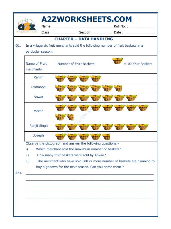 A2Zworksheets:Worksheet of Data Handling-02-Data Handling-Maths