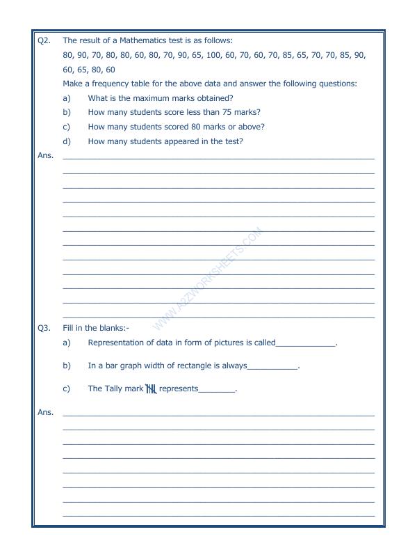 A2Zworksheets:Worksheet of Data Handling-05-Data Handling-Maths