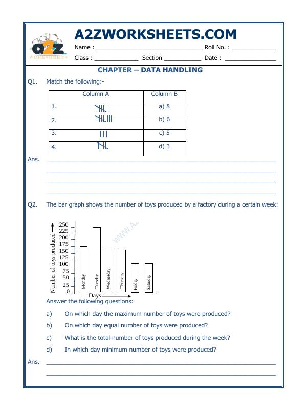 A2Zworksheets:Worksheet of Data Handling-06-Data Handling-Maths