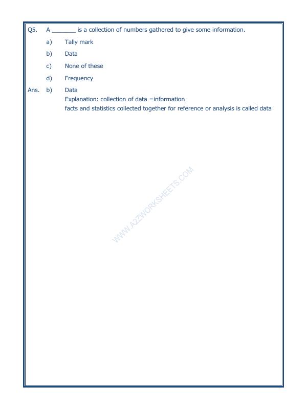 A2Zworksheets:Worksheet of Data Handling-06-Data Handling-Maths