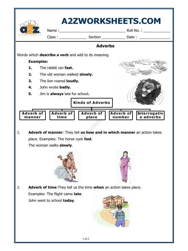 A2Zworksheets:Worksheet of Let's Practice Adverbs-01-Grammar-English