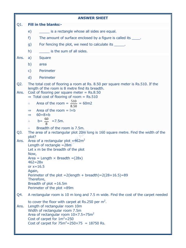 A2Zworksheets:Worksheet of Mensuration-06-Geometry-Maths