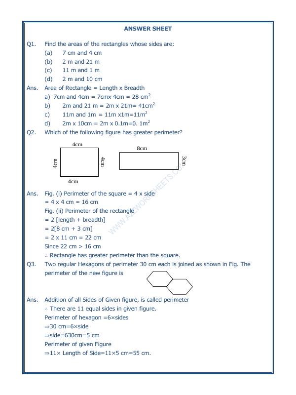A2Zworksheets:Worksheet of Mensuration-08-Geometry-Maths