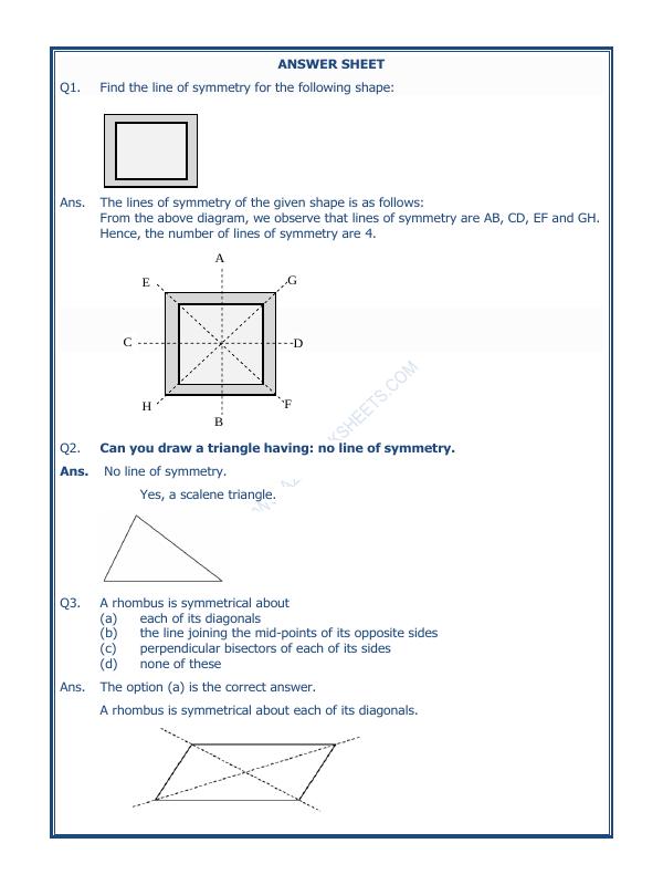 A2Zworksheets:Worksheet of Symmetry-04-Geometry-Maths