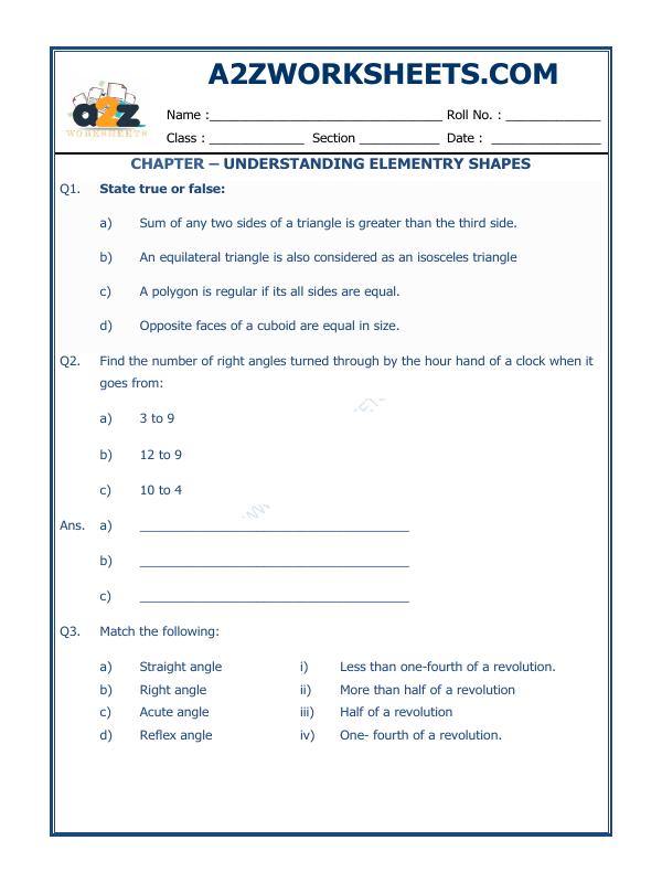 A2Zworksheets:Worksheet of Understanding Elementary Shapes-06-Geometry ...