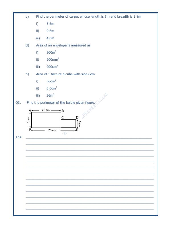 A2Zworksheets:Worksheet of Area, Volume and Perimeter-02-Measurement-Maths