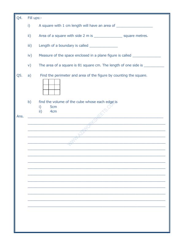 A2Zworksheets:Worksheet of Area, Volume and Perimeter-02-Measurement-Maths