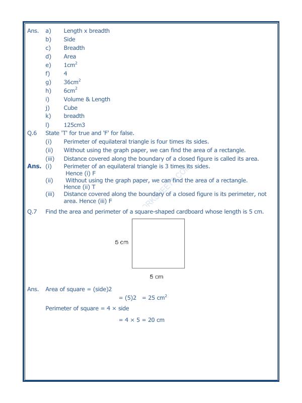 A2Zworksheets:Worksheet of Area, Volume and Perimeter-03-Measurement-Maths