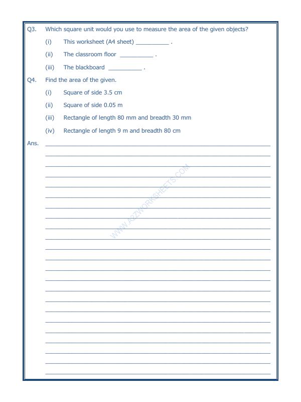 A2Zworksheets:Worksheet of Area, Volume & Perimeter-04-Measurement-Maths