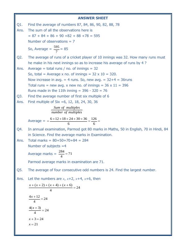 A2Zworksheets:Worksheet of Average-02-Average-Maths