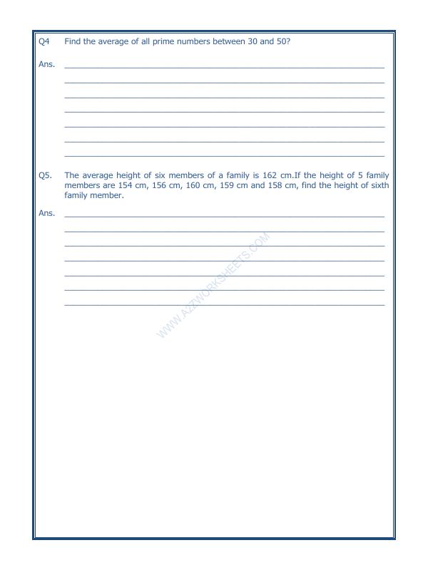 A2Zworksheets:Worksheet of Average-03-Average-Maths