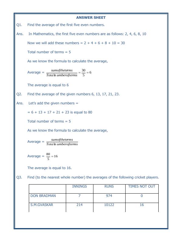 A2Zworksheets:Worksheet of Average-03-Average-Maths