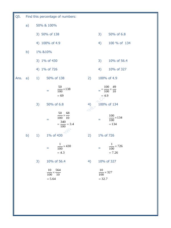 A2zworksheets Worksheet Of Percentage 03 Percentage Maths