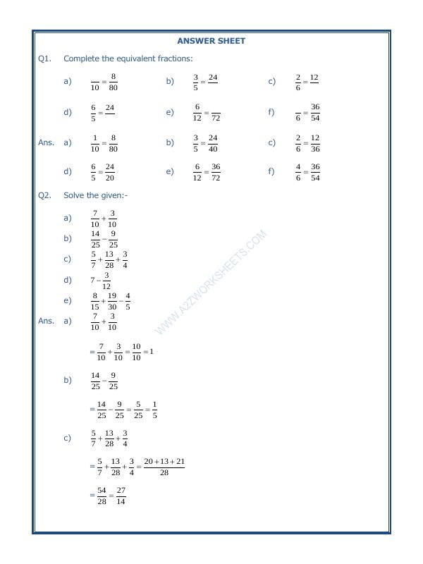 A2Zworksheets:Worksheet of Fractions-01-Fractions-Maths