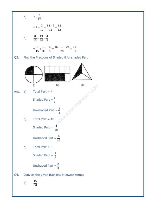 A2Zworksheets:Worksheet of Fractions-01-Fractions-Maths