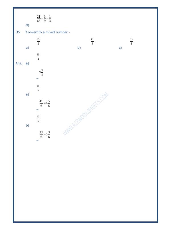 A2Zworksheets:Worksheet of Fractions-01-Fractions-Maths