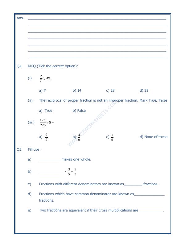 A2Zworksheets:Worksheet of Fractions-02-Fractions-Maths
