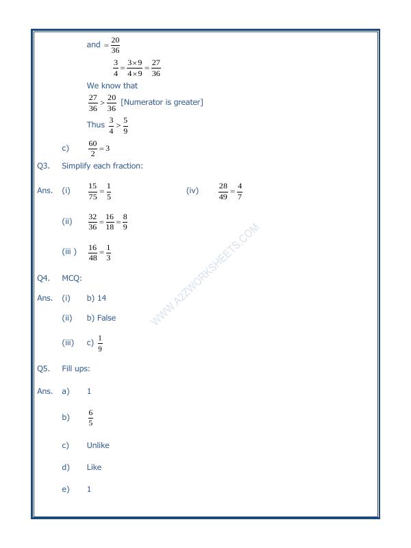 A2Zworksheets:Worksheet of Fractions-02-Fractions-Maths