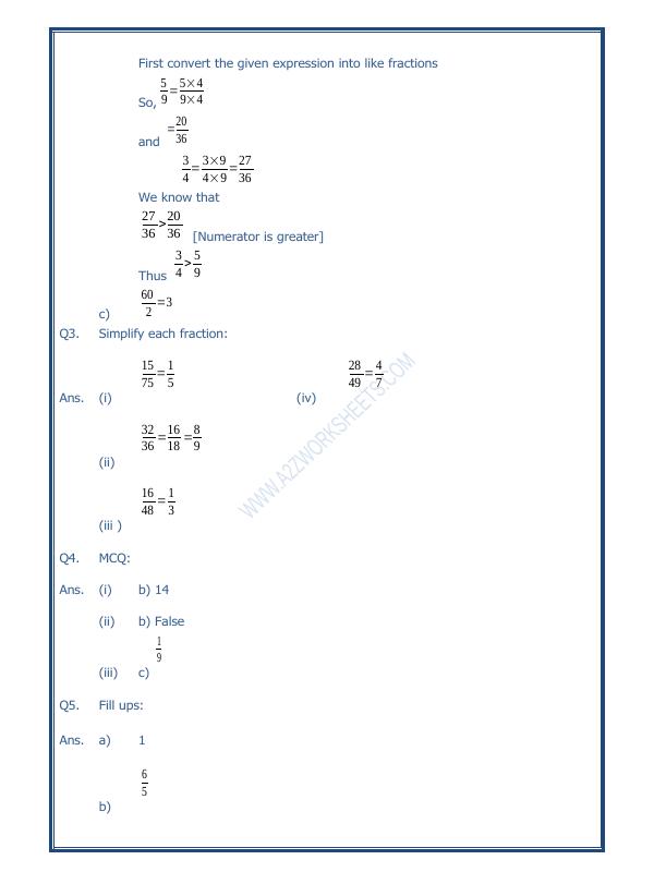 A2Zworksheets:Worksheet of Fractions-02-Fractions-Maths