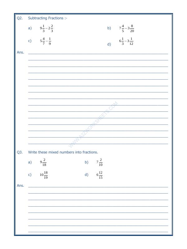 A2Zworksheets:Worksheet of Fractions-04-Fractions-Maths