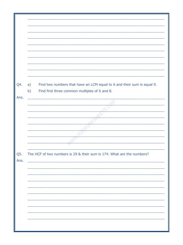 A2Zworksheets:Worksheet of Hcf and Lcm-01-LCM and HCM-Maths