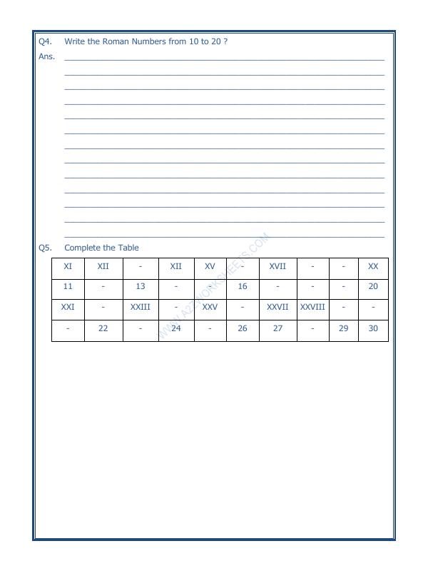 A2Zworksheets:Worksheet of Large Numbers With Roman Numbers-01-Numbers ...