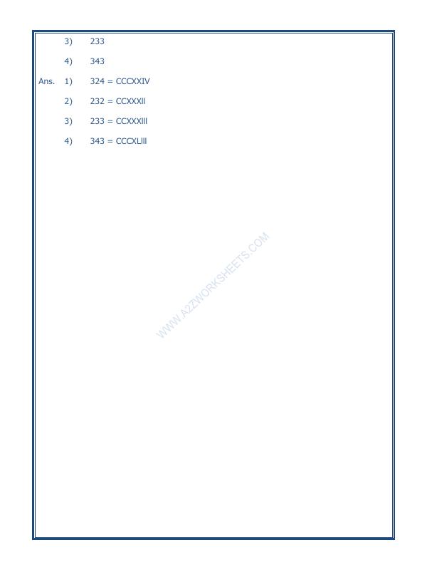 A2Zworksheets:Worksheet of Large Numbers With Roman Numbers-02-Numbers ...