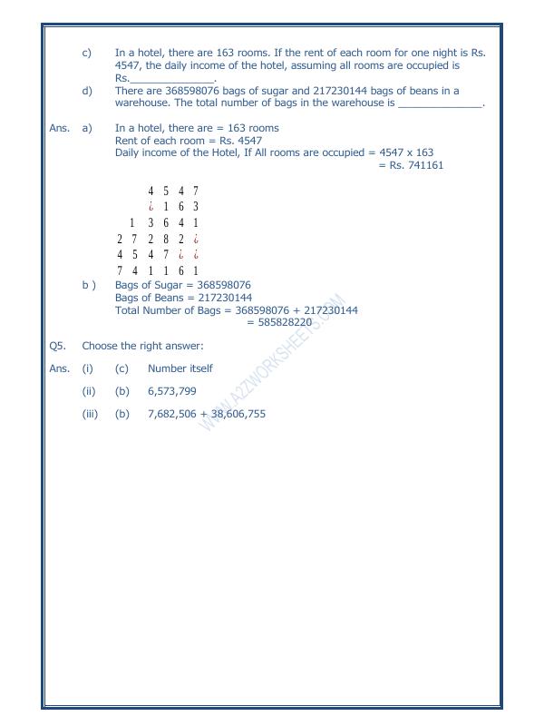 A2Zworksheets:Worksheet of Operations On Large Numbers-01-Numbers-Maths