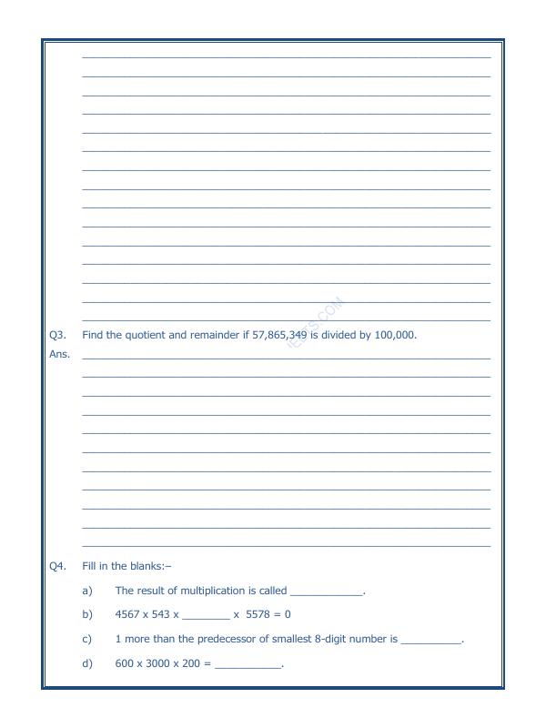 A2Zworksheets:Worksheet of Operations On Large Numbers-03-Numbers-Maths