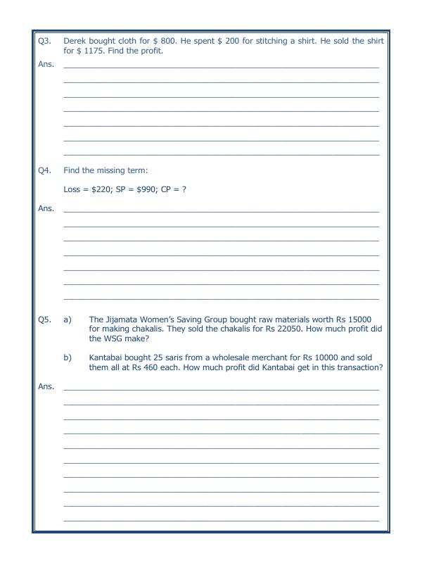 A2Zworksheets:Worksheet of Profit And Loss-02-Measurement-Maths